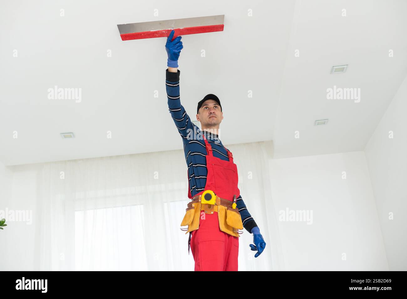 Construction Worker on Duty. Caucasian Contractor. Industrial Theme ...