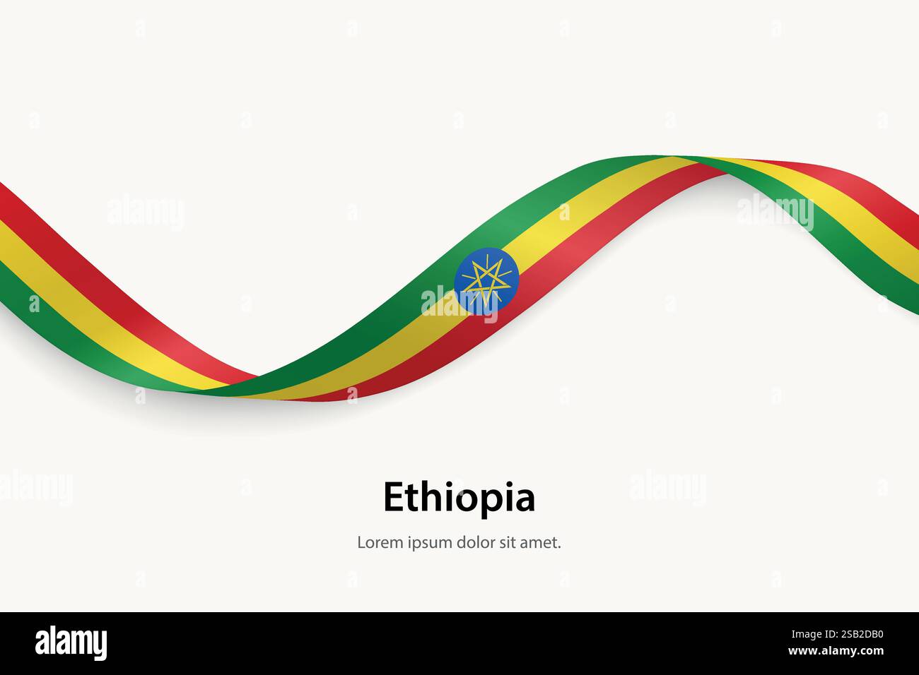 Ethiopia flag on Waving ribbon. Template for independence day Stock ...