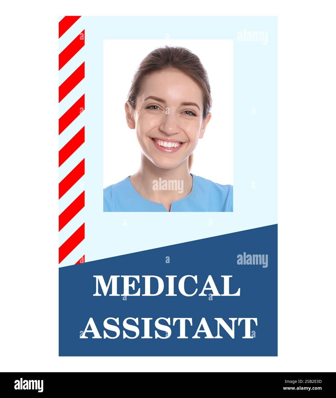 Medical assistant badge with photo of woman on white background Stock ...