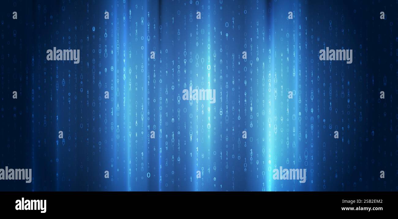 Bright glowing blue tech background with binary code numbers. Vector design Stock Vector Image ...