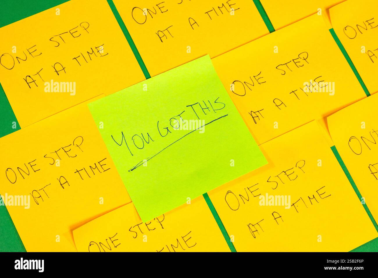 A green sticky note with the word "you got this" written on it. There ...