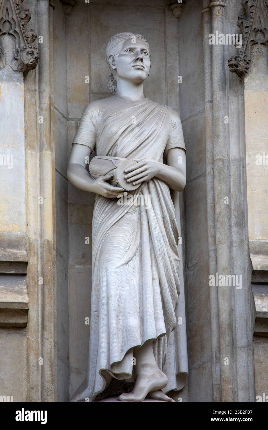 London, UK - April 8th 2024: Sculpture of Esther John above the west ...