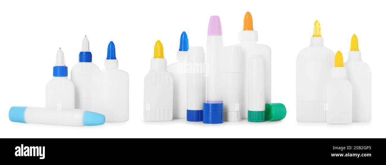 Glue of different types isolated on white, set Stock Photo - Alamy