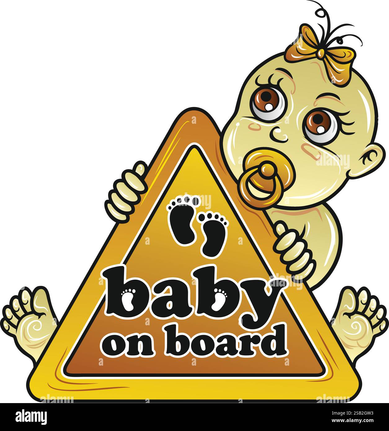 Adorable baby holding baby on board sign with pacifier and bow Stock ...