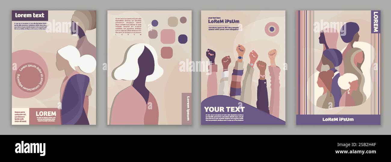 Group silhouette of multicultural women. Empowerment -equality ...