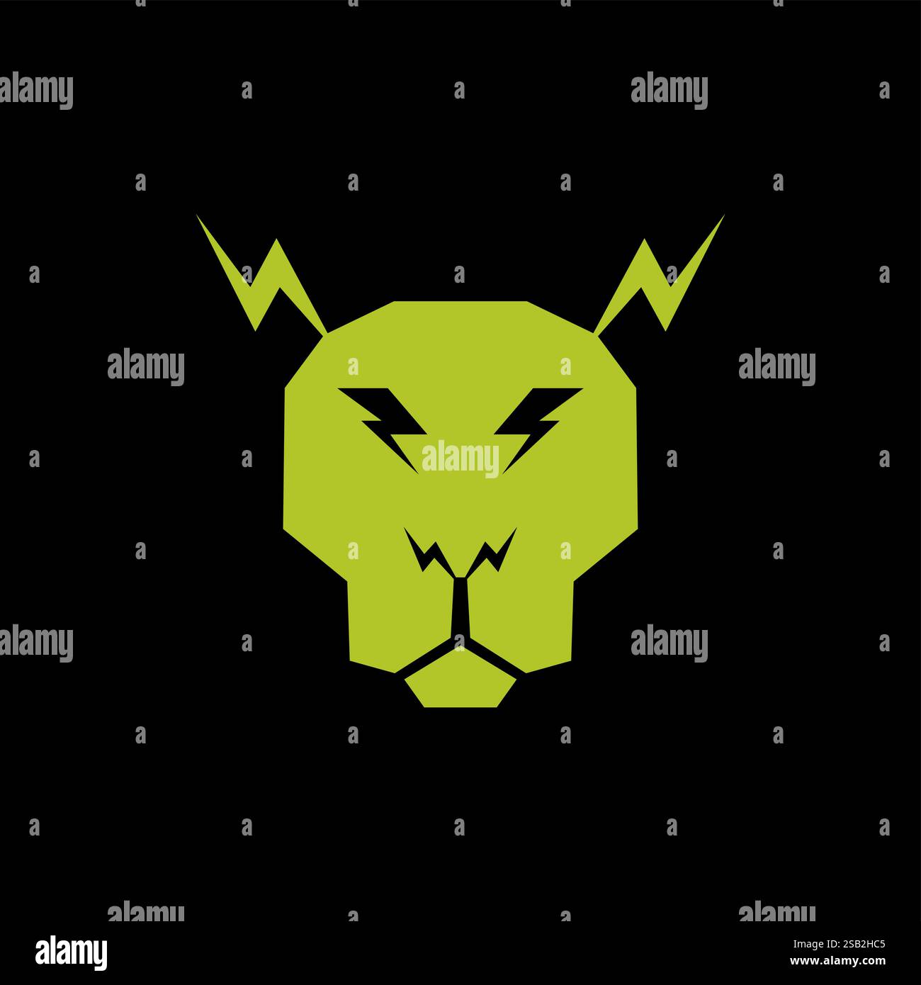 Tiger Lion Head with Thunderbolt Blitz Light for Power Energy Logo ...