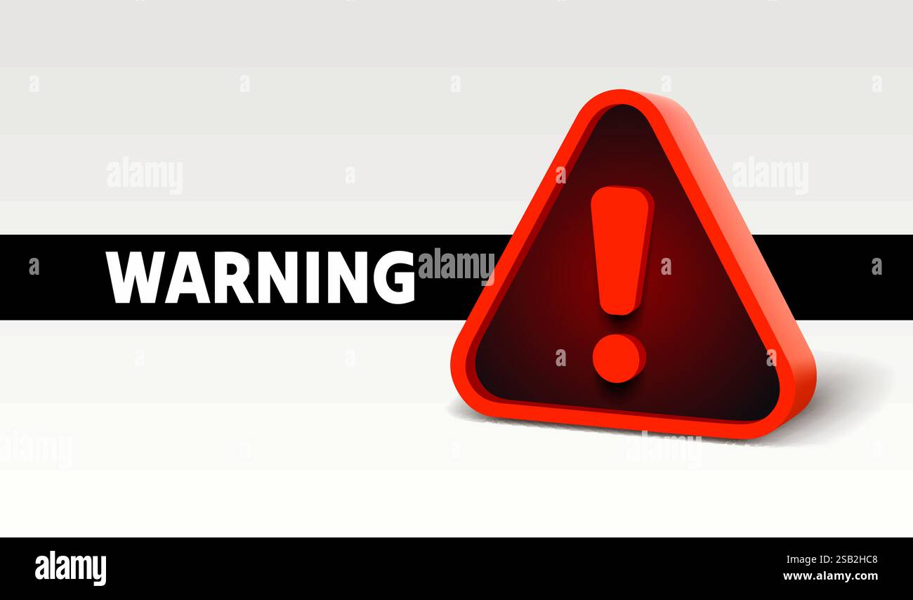 Warning caution sign, problem message mark, danger icon 3d. Vector ...