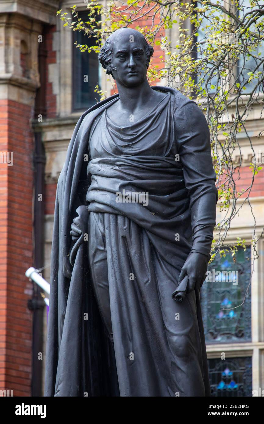 London, UK - April 8th 2024: Statue of statesman and former British ...