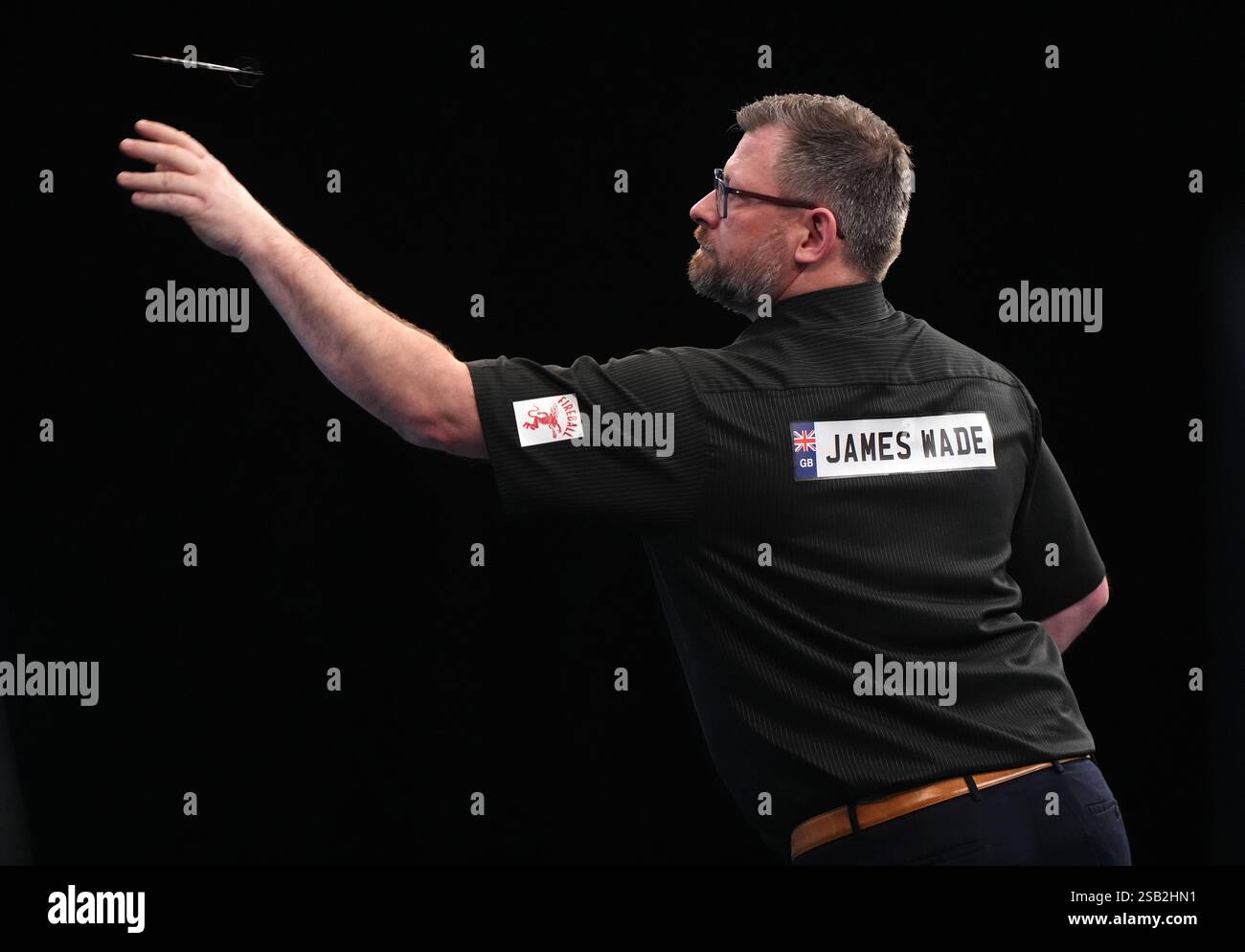 James Wade during his first round match against Mike De Decker on day ...