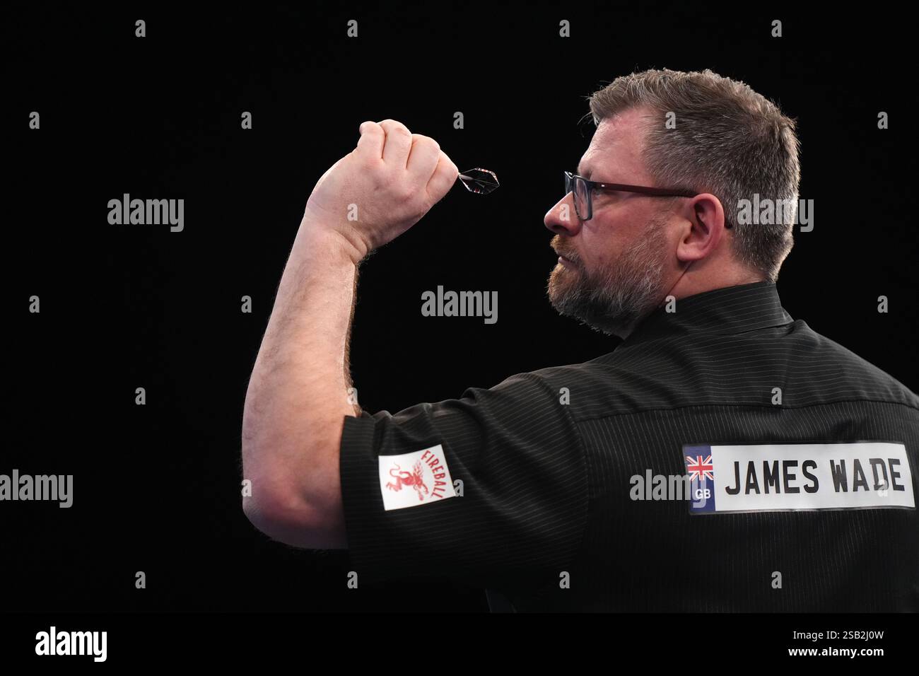 James Wade during his first round match against Mike De Decker on day ...