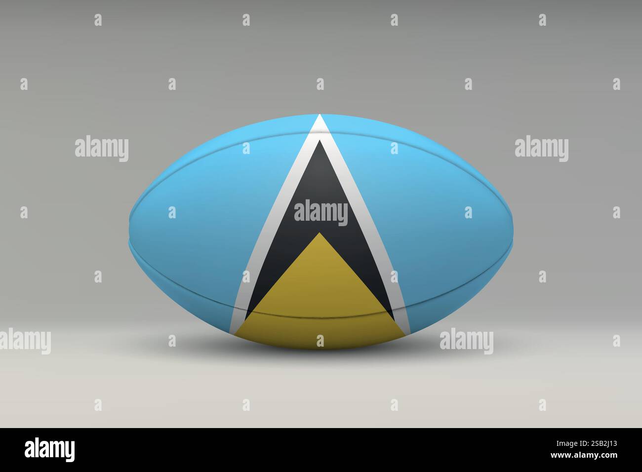 Saint Lucia rugby ball featuring the national flag design on a gray ...