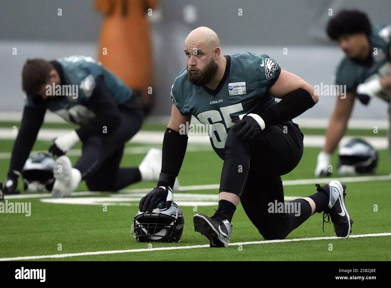 Philadelphia Eagles offensive tackle Lane Johnson warms up during NFL ...