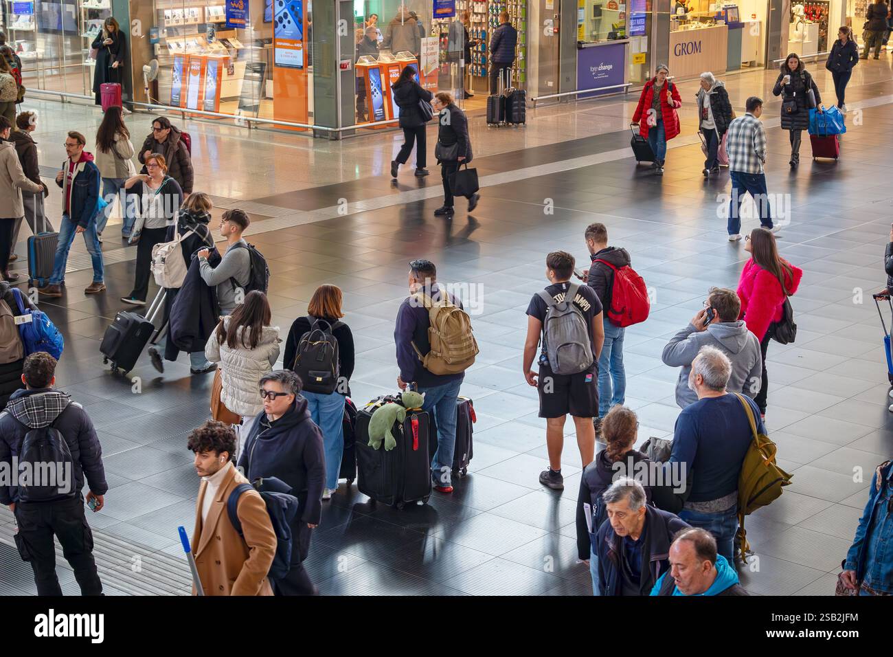 Rome, Italy - January 26, 2025: Inside the Termini station, the main ...