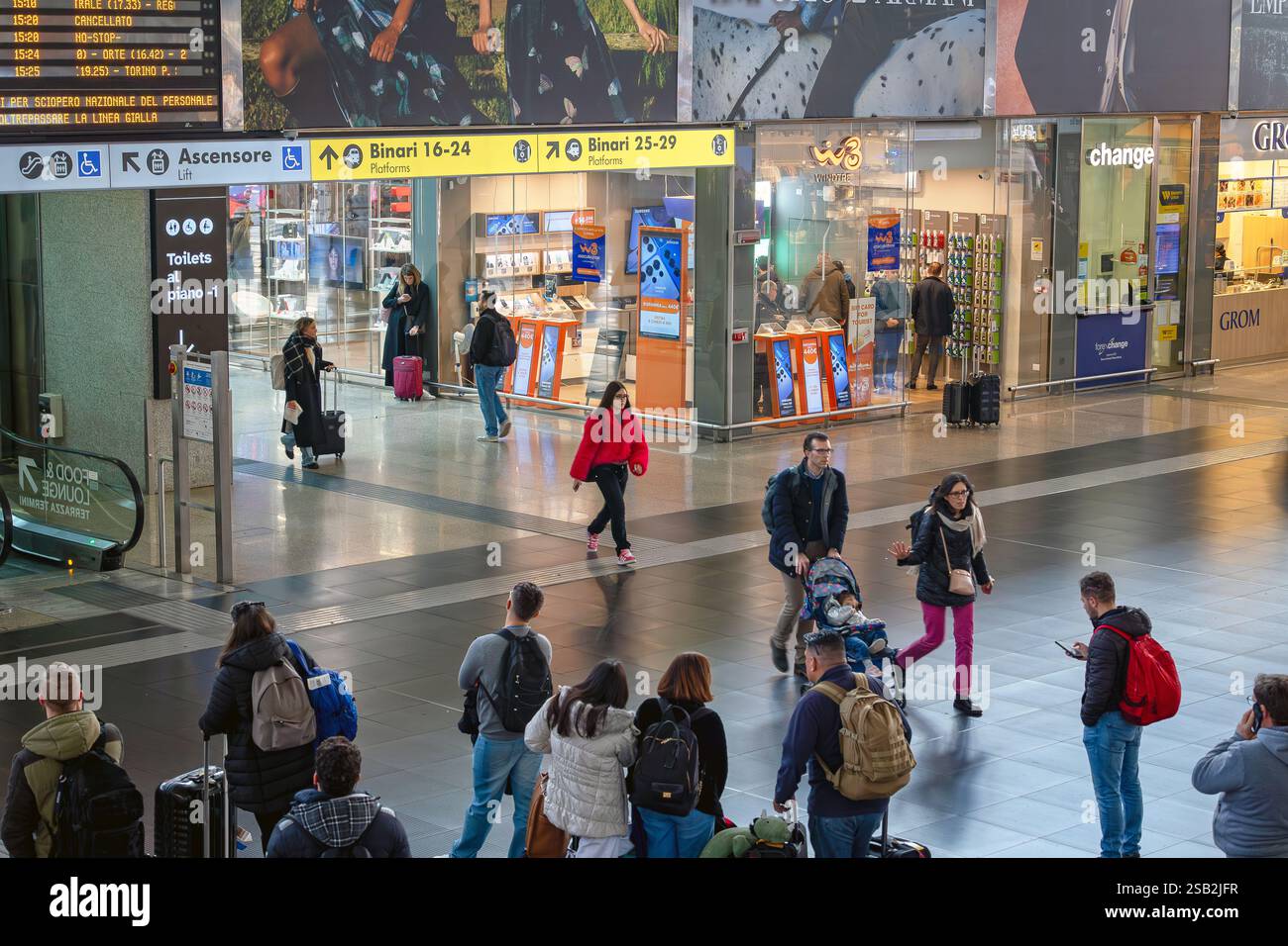 Rome, Italy - January 26, 2025: Inside the Termini station, the main ...