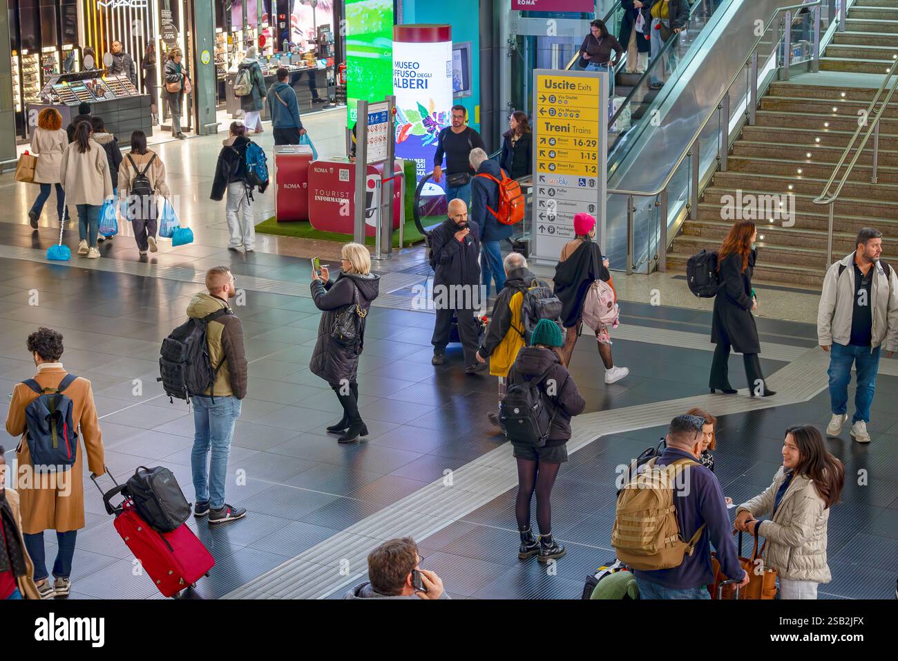 Rome, Italy - January 26, 2025: Inside the Termini station, the main ...