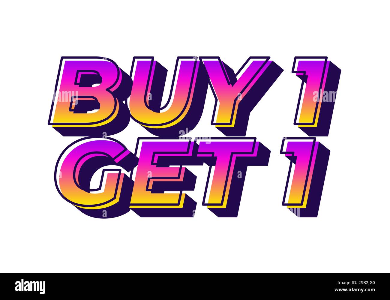 Buy 1 get 1. Text effect design in bold font for print or digital ...