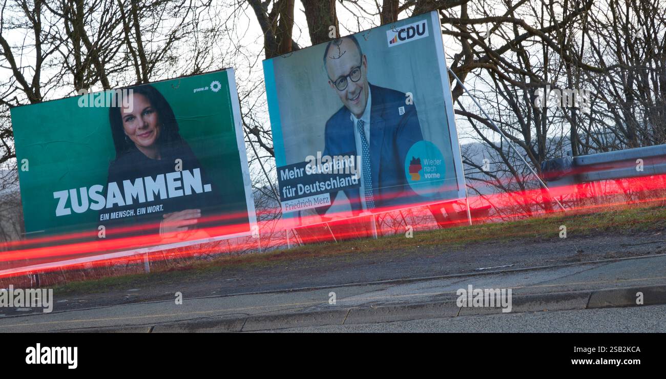 Arnsberg, NRW, Germany, 31 01 2025, election poster of green party and ...