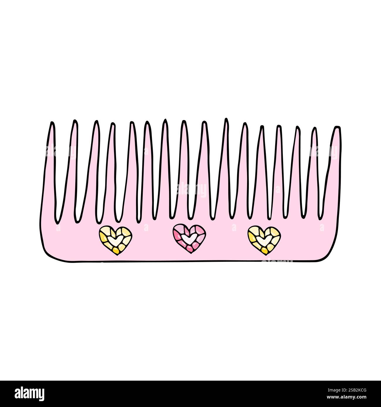 Cute pink comb adorned with tiny heart gems. Suited for beauty, fashion ...