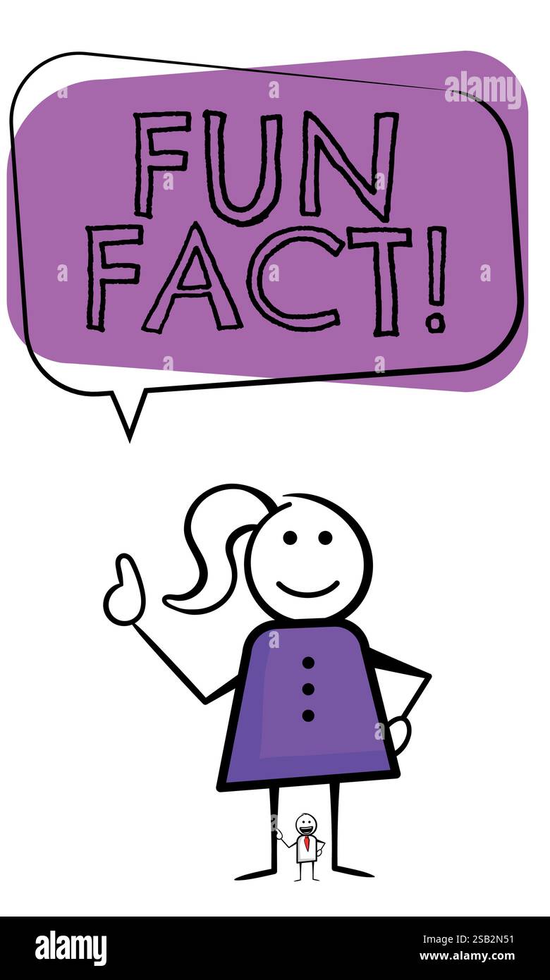 Stickman character points at a Fun Fact announcement banner, Basic ...
