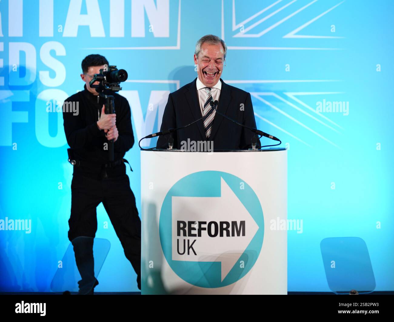 Reform UK leader Nigel Farage during the Reform UK North West Essex ...
