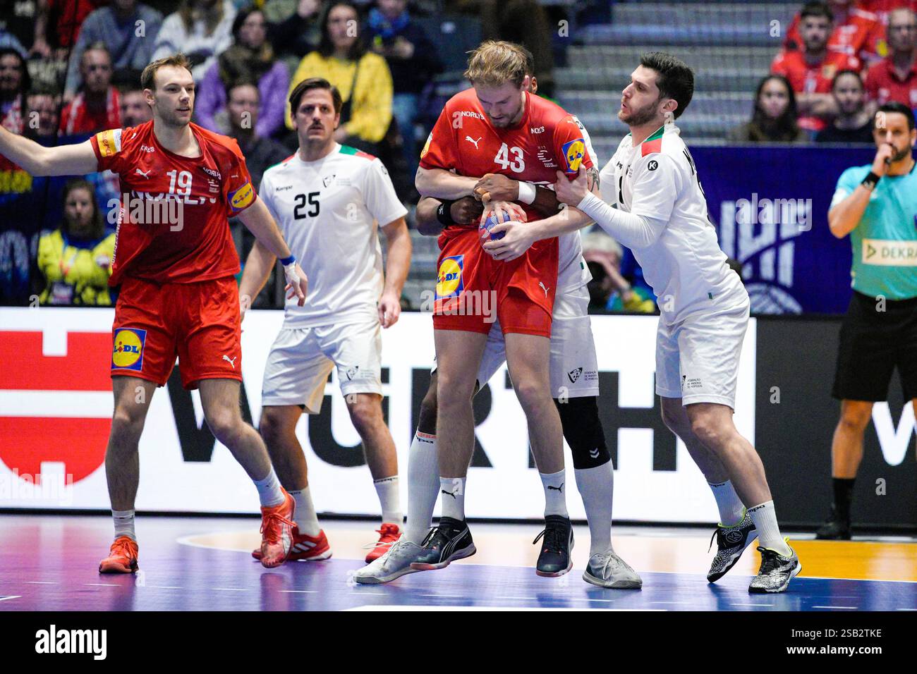 Fornebu 20250131. Denmark's Simon Bogetoft Pytlick during the semi ...