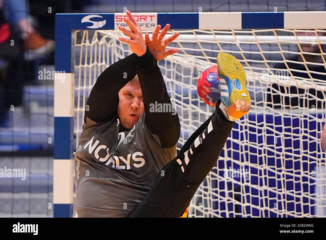 Denmar's goalkeeper Emil Nielsen makes a save during a semifinal match ...