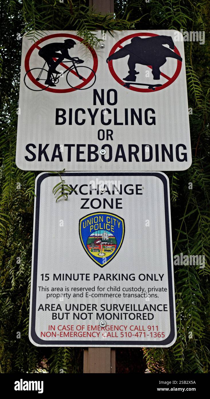 no bicycling or skateboarding and bicycling, Exchange Zone, area ...