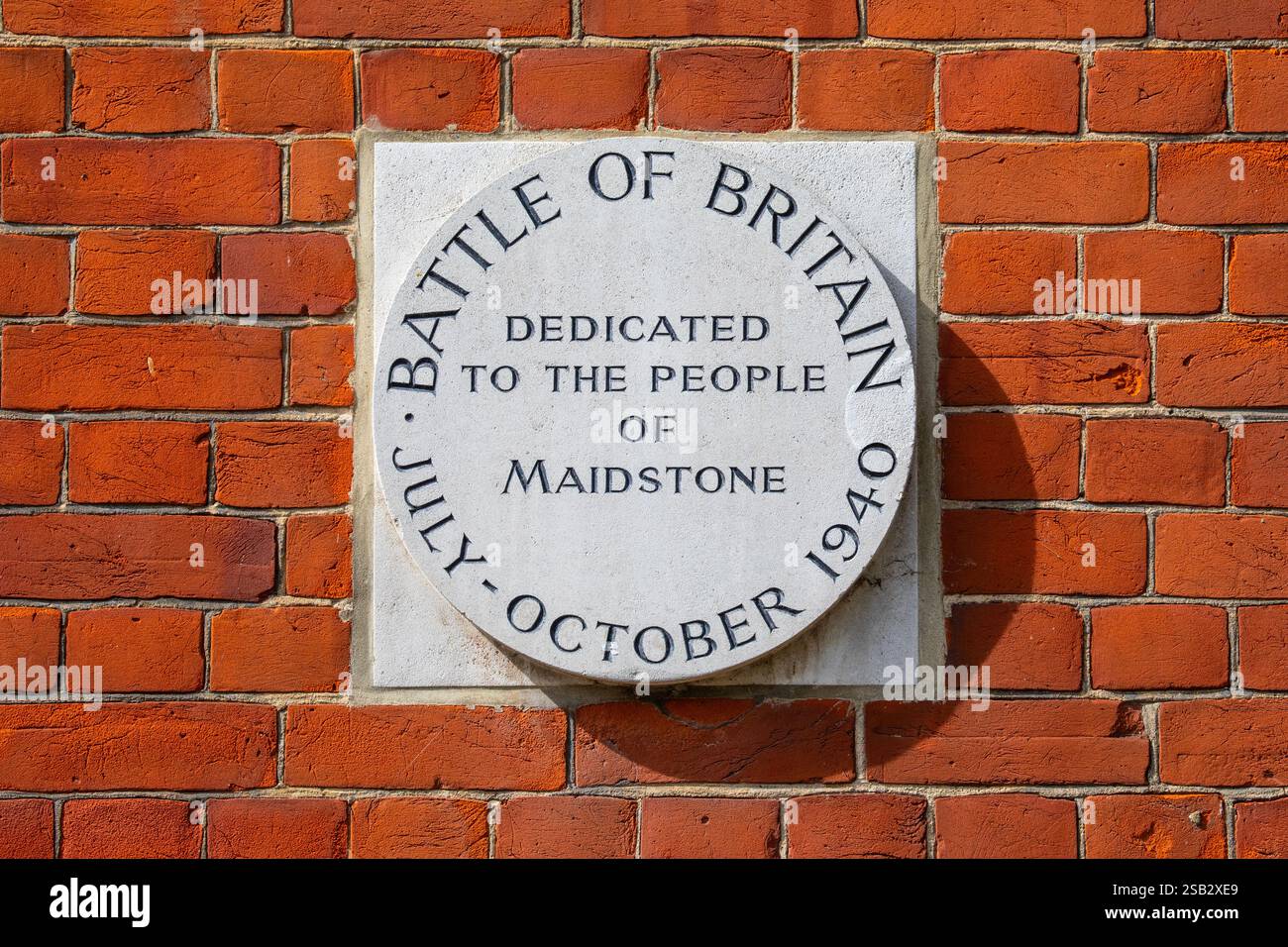 Close-up of a memorial plaque on the exterior of the Maidstone Museum ...