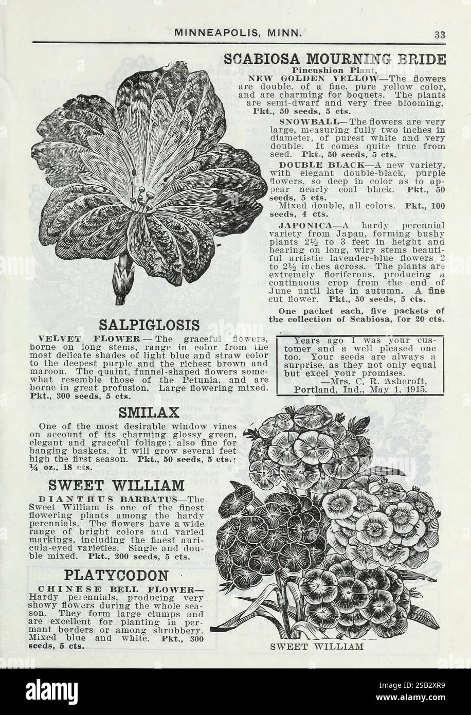 Lippincott seeds, Minneapolis, Minn, Miss C.H. Lippincott, 1915 ...