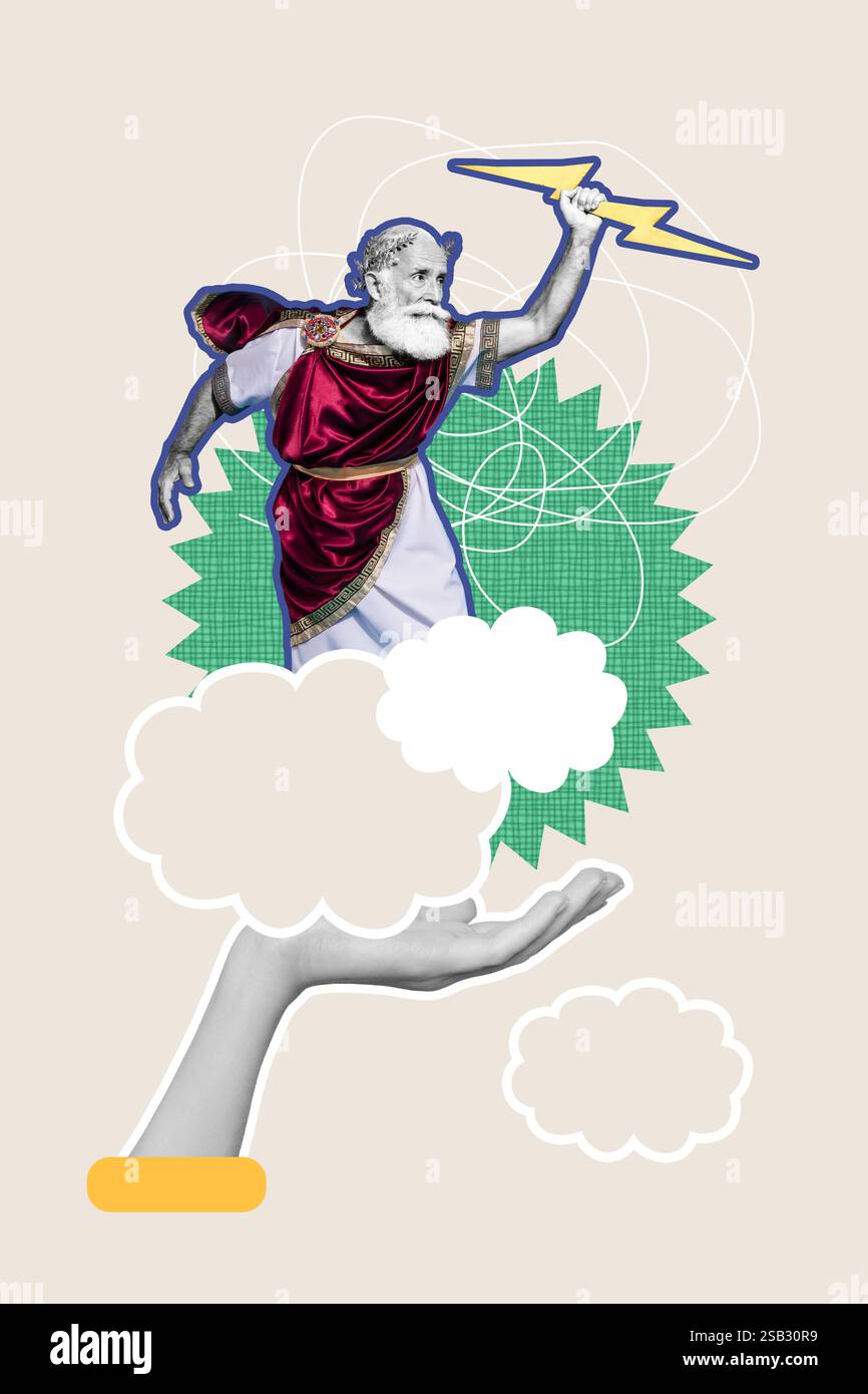 Vertical art creative trend collage of serious julius caesar old man ...