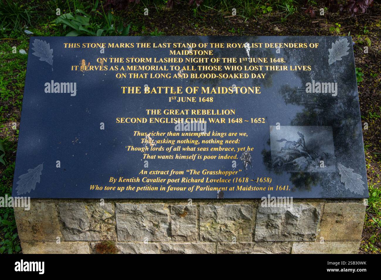 Kent, UK - April 13th 2024: A commemorative plaque in Brenchley Gardens ...