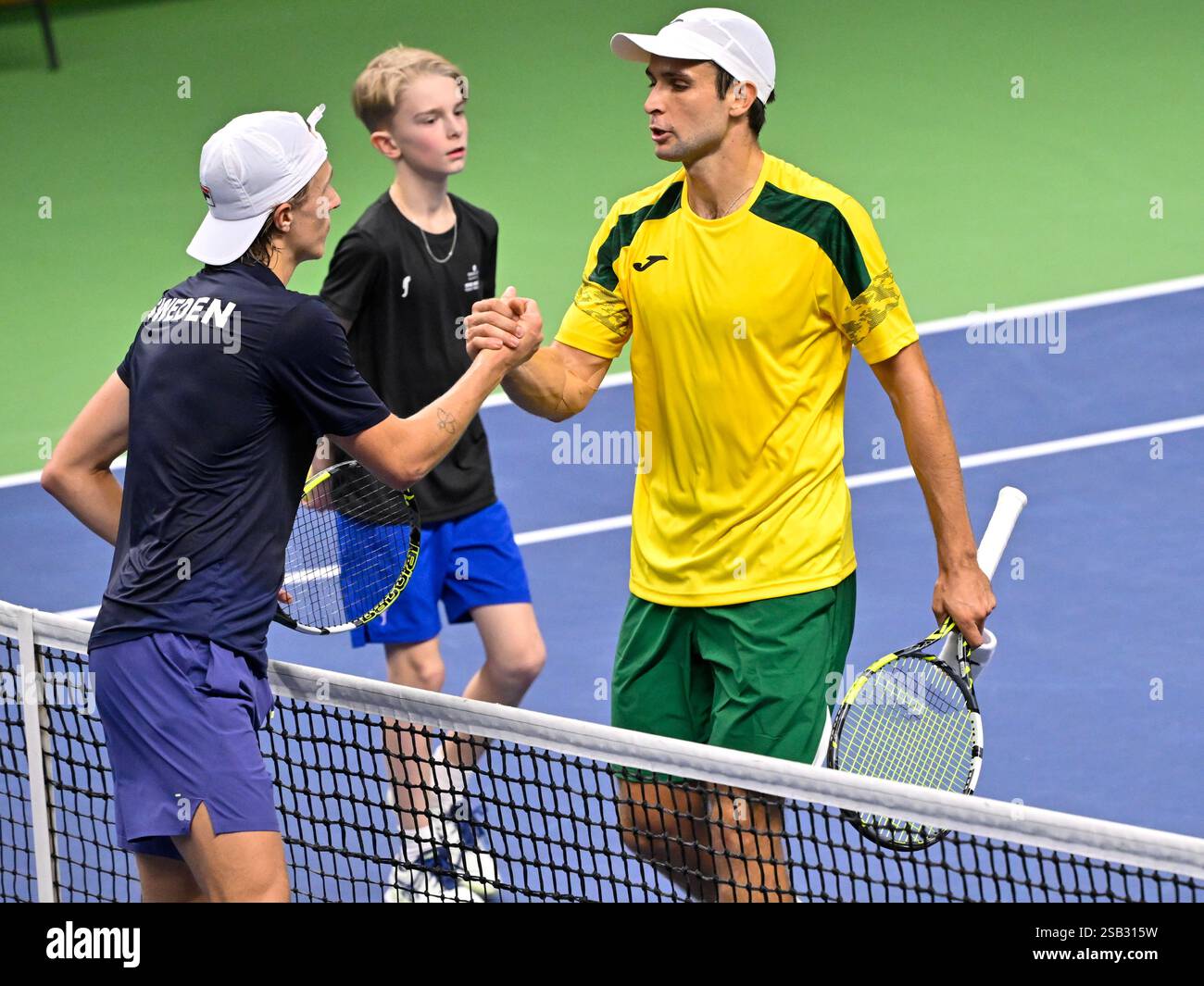Stockholm, Sweden. 31st Jan, 2025. Sweden's Leo Borg and Australia's ...