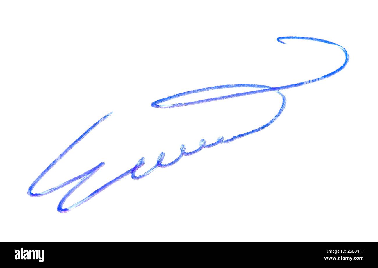 Beautiful signature made with pen isolated on white, above view Stock ...