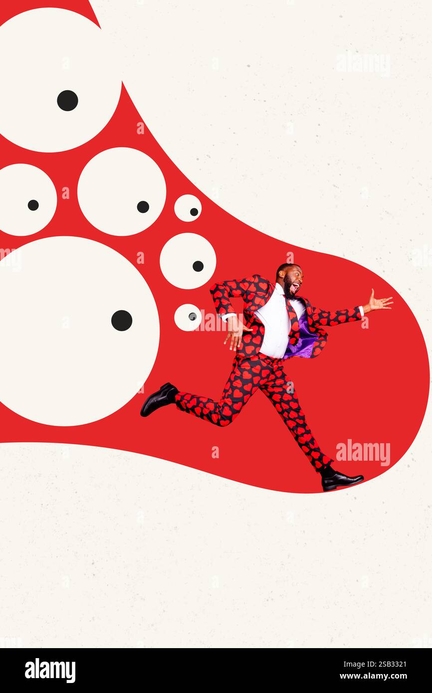 Exclusive image vertical photo collage of scared american man run ...