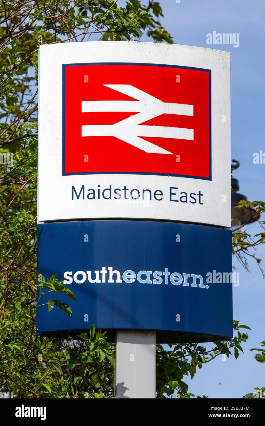Kent, UK - July 13th 2024: A sign outside Maidstone East railway ...