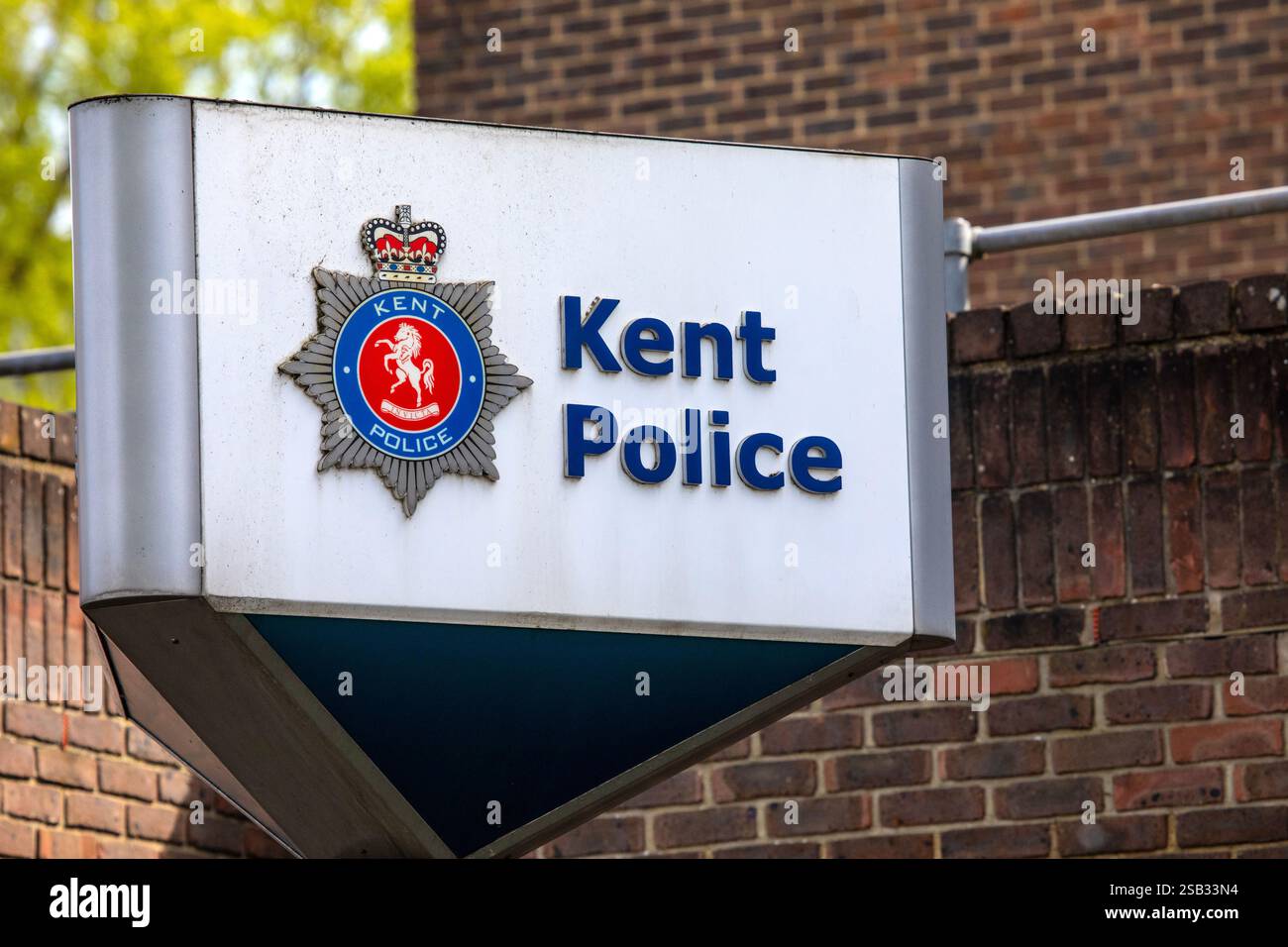 Kent, UK - July 13th 2024: A Kent Police sign at the entrance to ...