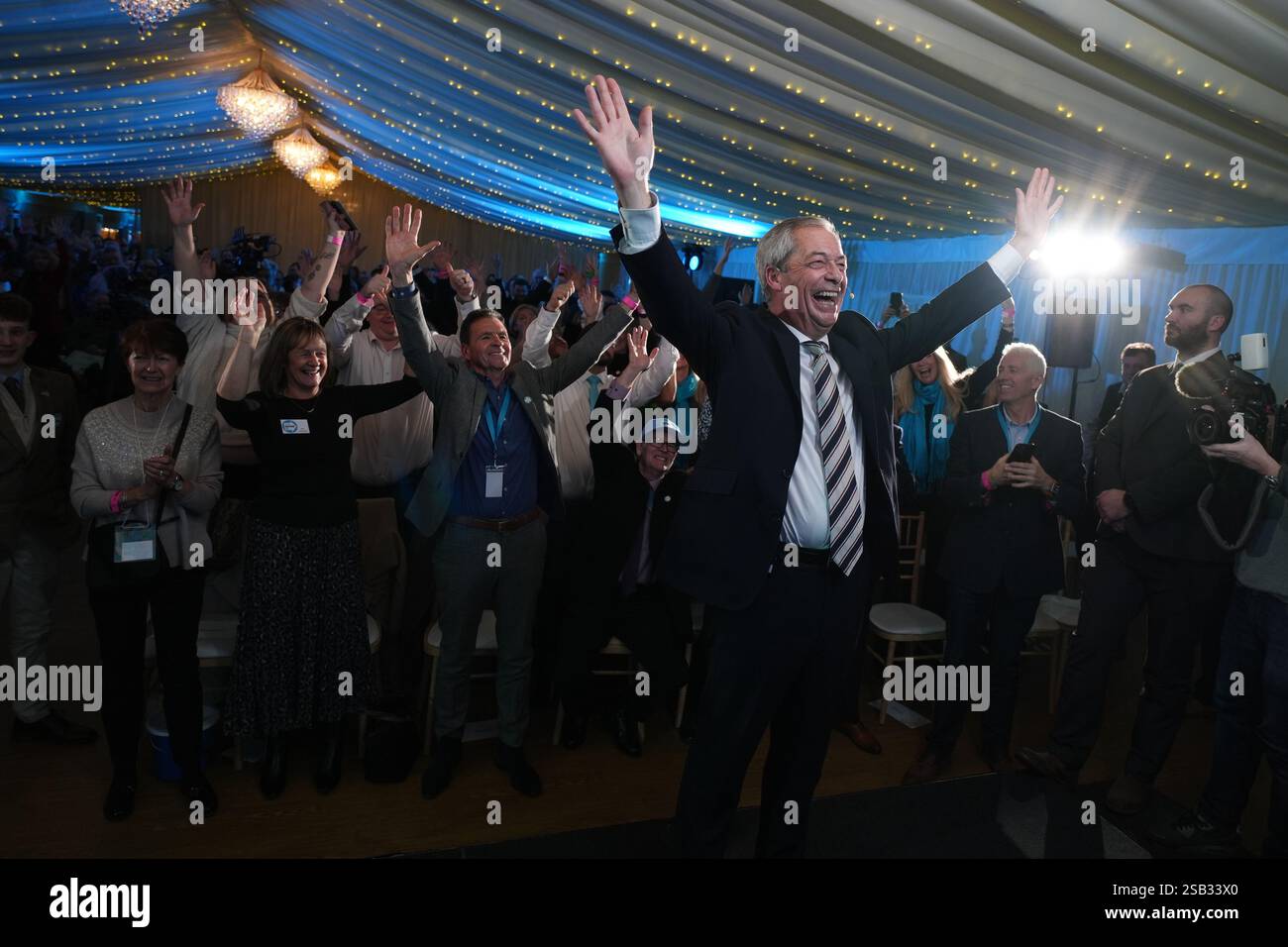 Reform UK leader Nigel Farage during the Reform UK North West Essex ...