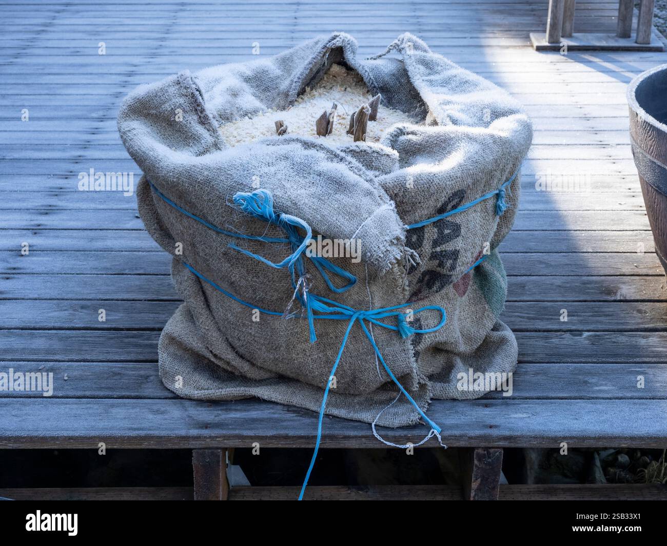 Plant container wrapped in coffee sacks hi-res stock photography and ...