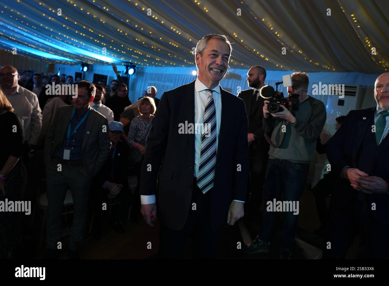 Reform UK leader Nigel Farage during the Reform UK North West Essex ...