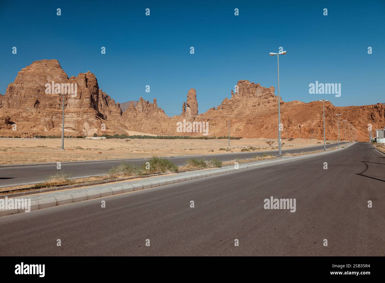 Scenic Road Through AlUlas Majestic Rock Formations Saudi Arabia Stock ...