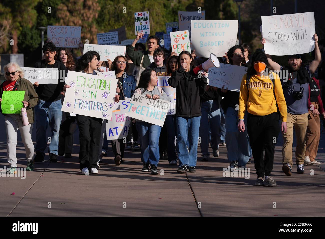 Students march at Arizona State University in protest of ASU's chapter ...