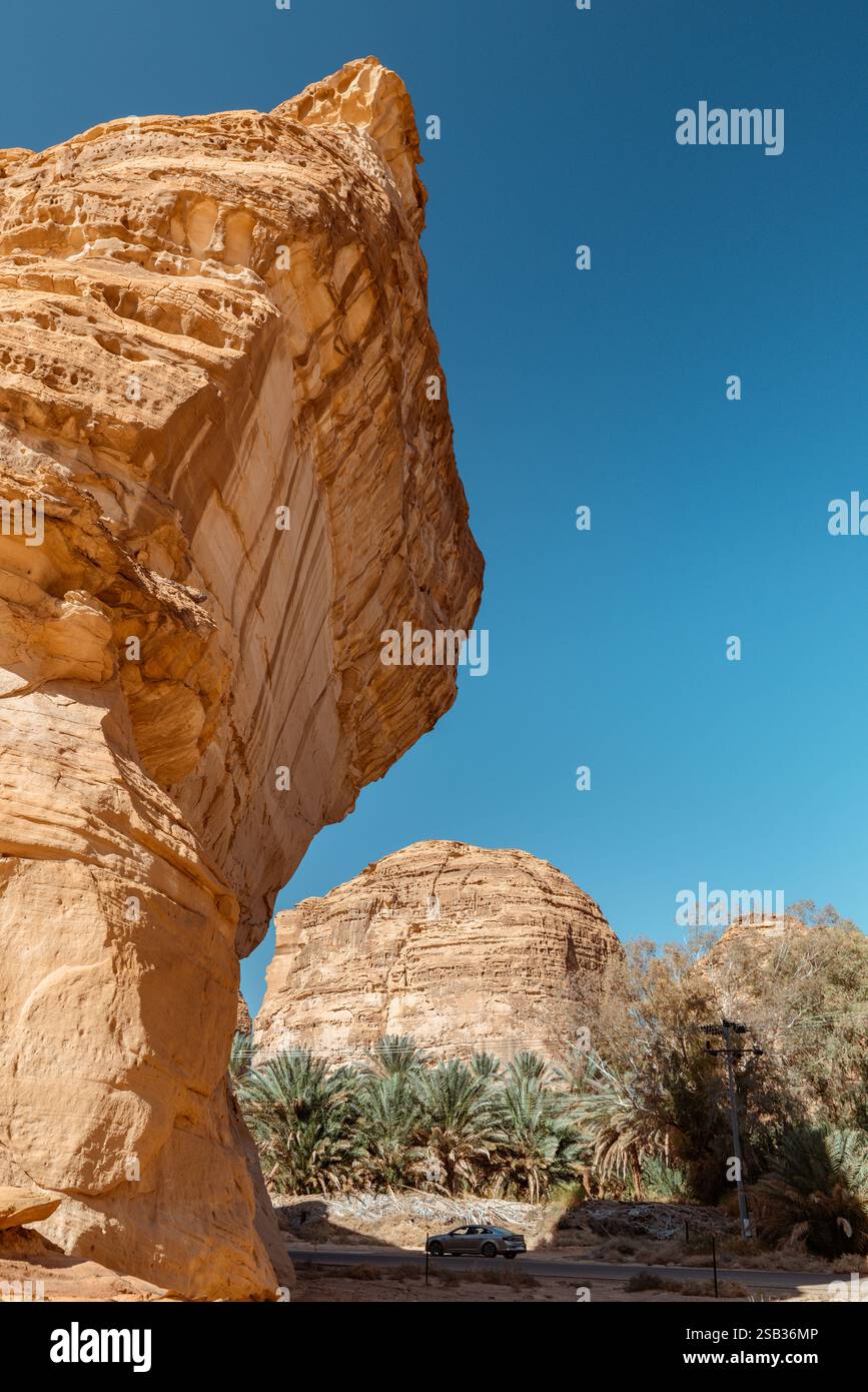 Majestic Sandstone Canyons of AlUla Sunlit Desert Passage in Saudi ...