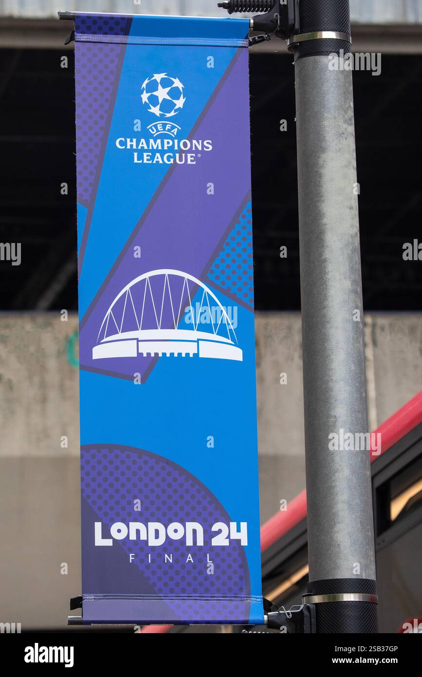 London, UK - June 3rd 2024: UEFA Champions League banner, promoting the ...
