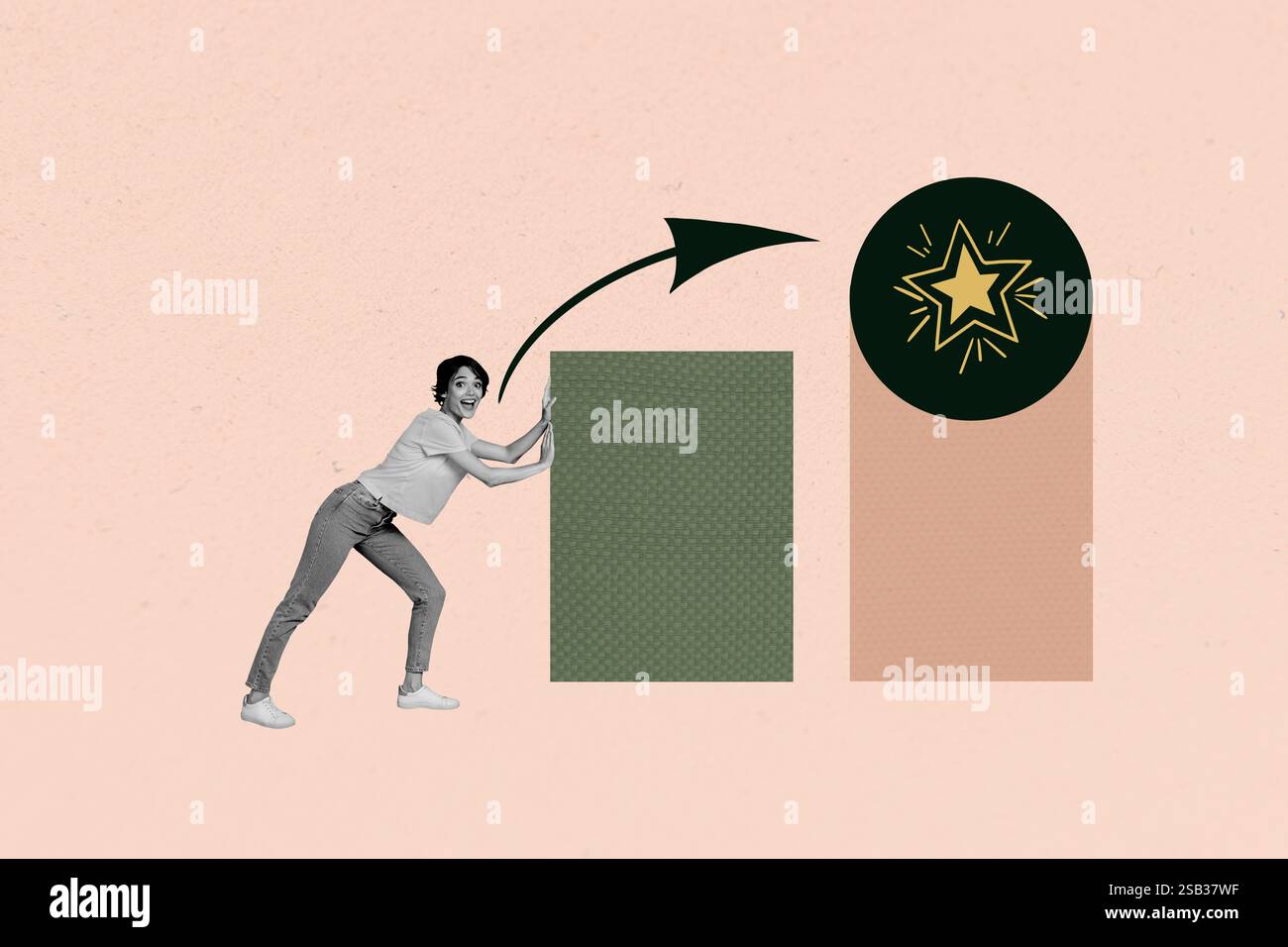 Sketch composite 3D photo collage trend artwork of young woman stand ...