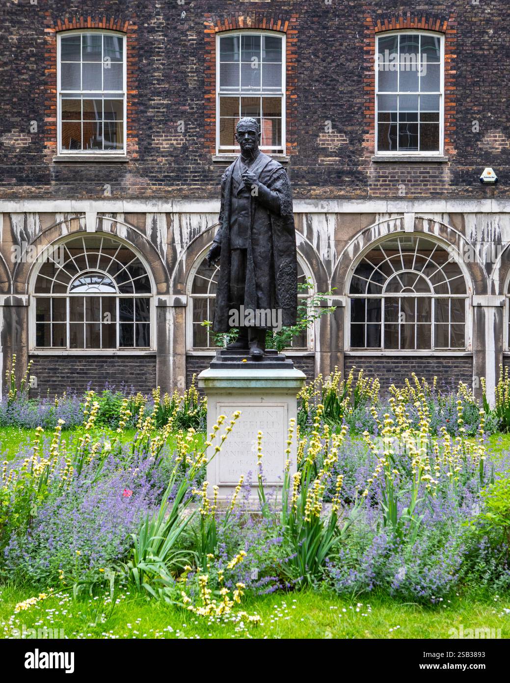 A statue of Viscount Nuffield at Guys Hospital in London, UK. Viscount ...