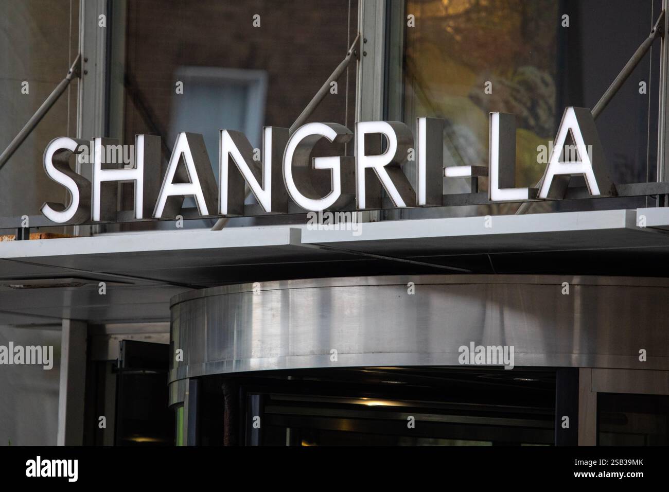 London, UK - June 3rd 2024: The sign above the entrance to Shangri-la at the The Shard in London ...