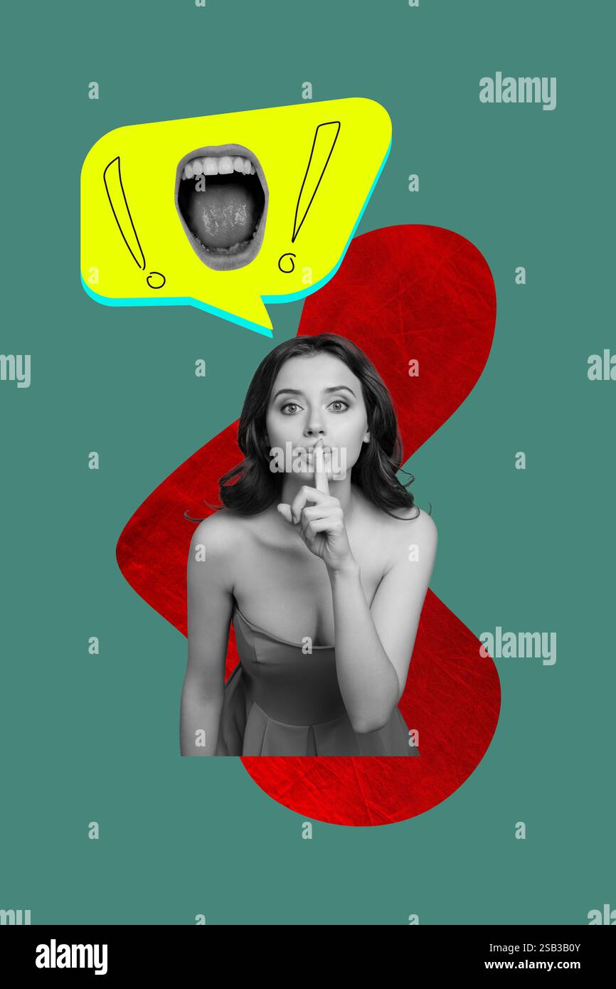 Composite collage trend artwork template design of young woman show ...