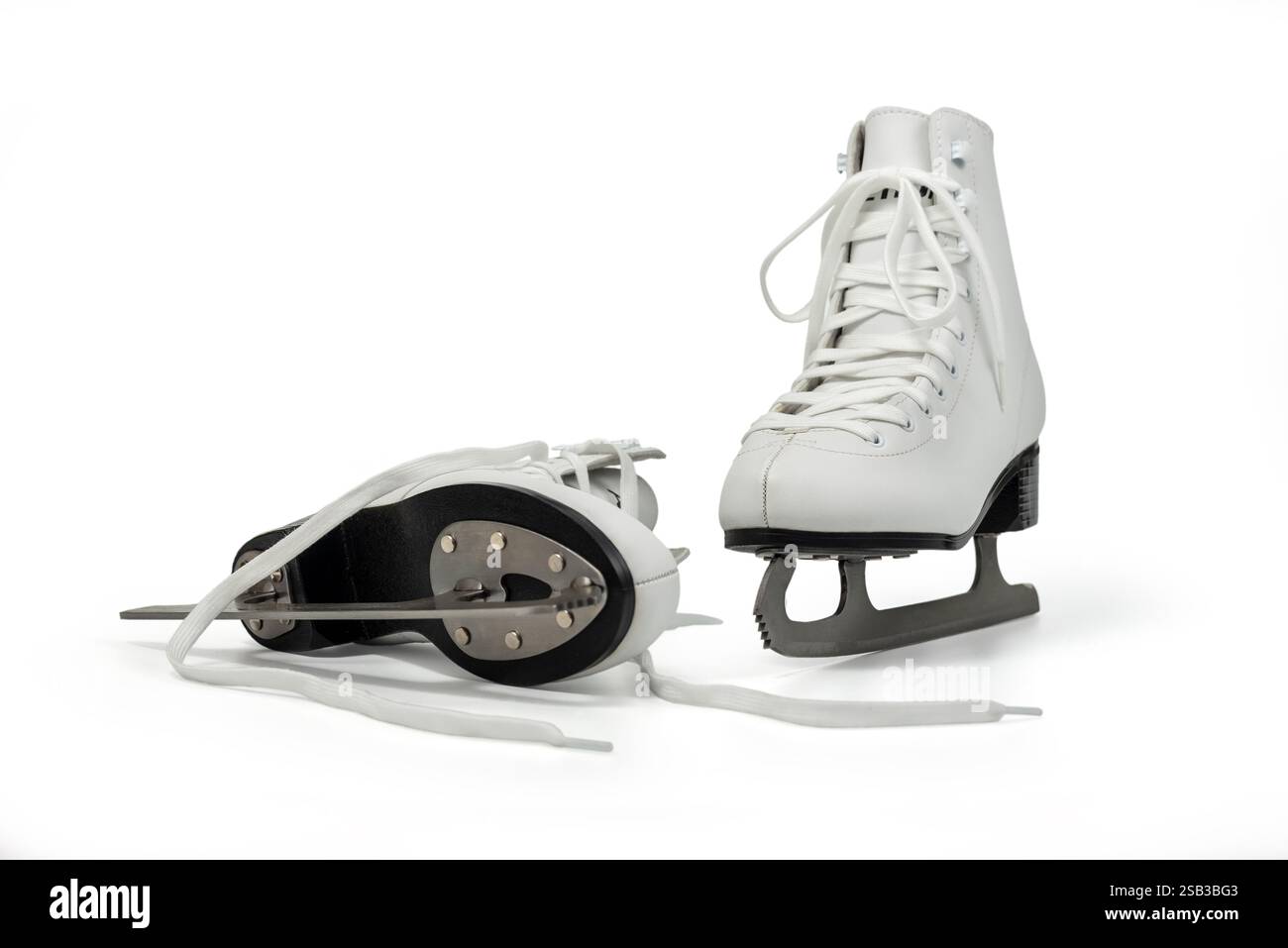 White Ice-skating Shoes or Figure ice skates isolated on white with ...