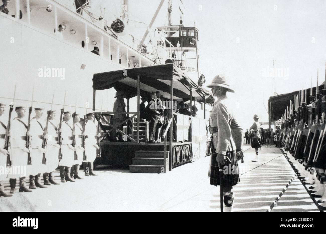 The high commissioner taking the salute from Royal Navy Sailors and ...