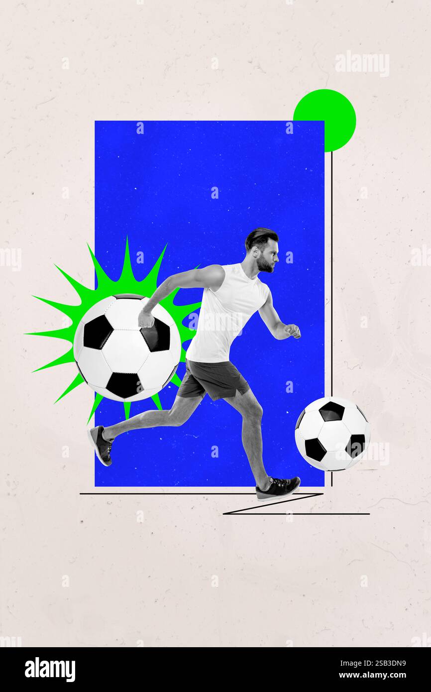 Exclusive image vertical photo collage of serious man footbal ...